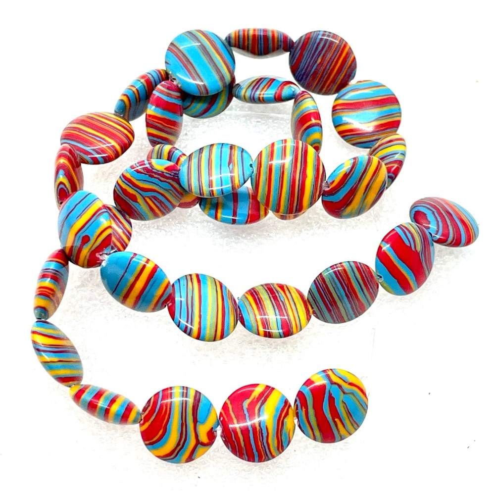 Strand Of Candy Striped Candy Stone Beads - Gem